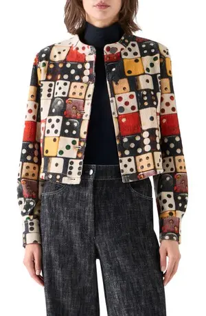 Akris Dice Print Stretch Corduroy Jacket