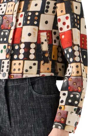 Akris Dice Print Stretch Corduroy Jacket