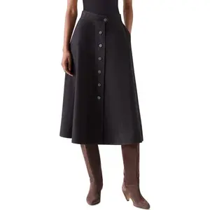Akris Flared Denim Midi Skirt