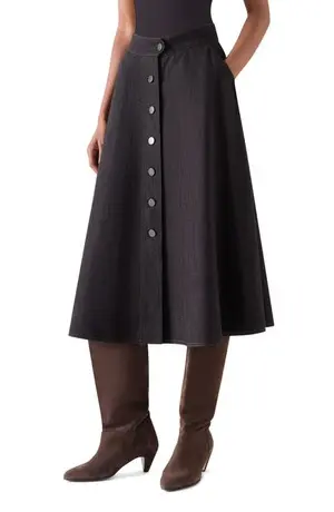 Akris Flared Denim Midi Skirt