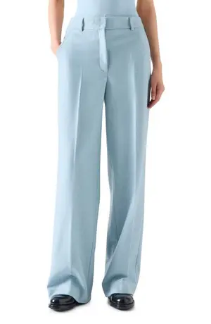 Akris Straight Leg Wool Blend Flannel Pants