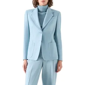 Akris Wool Blend Flannel Tailored Blazer