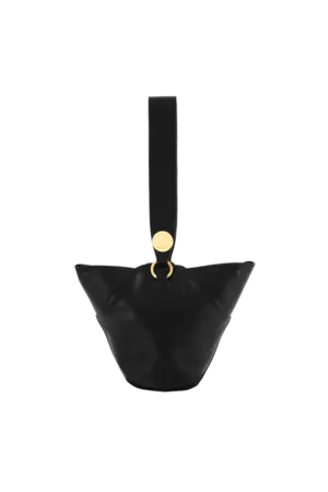 ESTHERA 9pm Sculptural Leather Maxi Bag - Black