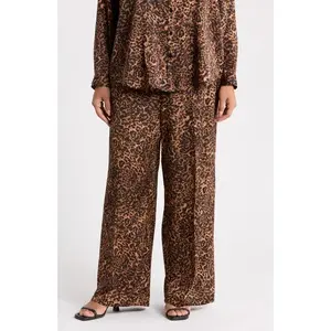 TAHARI ASL Leopard Print Wide Leg Pants