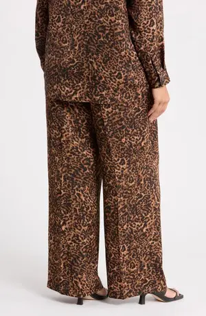 TAHARI ASL Leopard Print Wide Leg Pants