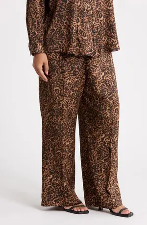 TAHARI ASL Leopard Print Wide Leg Pants