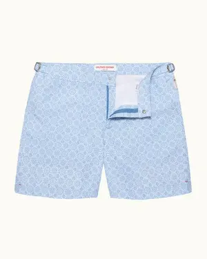 Orlebar Brown Orlebar Brown Bulldog Exclusive-Print Mid-Length Swim Shorts Wave Blue