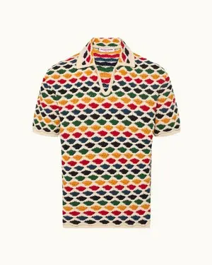 Orlebar Brown Batten Crochet Polo Fairground Polo Shirt