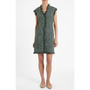 Santorelli Tuscany Cap Sleeve Dress In Luxury Tweed