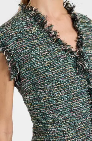 Santorelli Tuscany Cap Sleeve Dress In Luxury Tweed