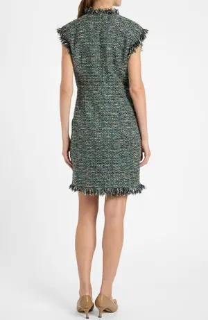 Santorelli Tuscany Cap Sleeve Dress In Luxury Tweed