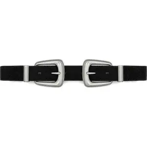 Veronica Beard Suede Double Buckle Belt - Black