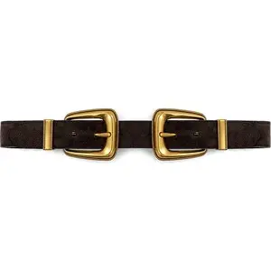 Veronica Beard Arch Suede Double Buckle Belt - Espresso