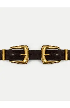 Veronica Beard Arch Suede Double Buckle Belt