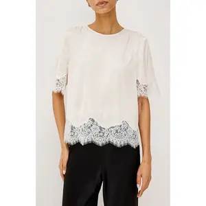 Rails Sonora Lace Trim Short Sleeve Top