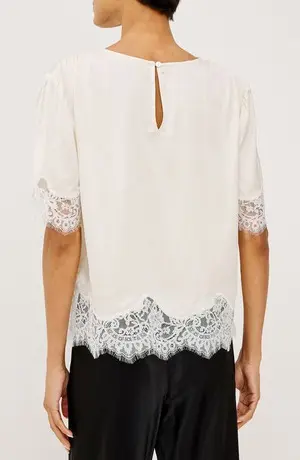 Rails Sonora Lace Trim Short Sleeve Top