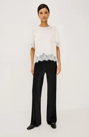 Rails Sonora Lace Trim Short Sleeve Top