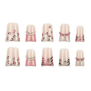 3H NAILS Y2k Duck Diva Flare Press-on Nails Glitter Leopard