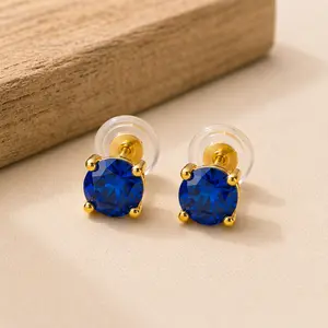 IVY & PEARL CO. Birthday Signature Stud Earrings - September - Sapphire