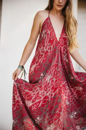 SUN CHILD Classic Silk Maxi Dress