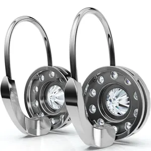 BLISS DIAMOND 1.90ct Halo Diamond Studs With Lever Backs Lab Grown Hoops Small 1/2" Tall