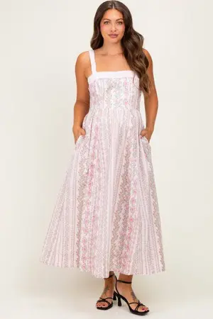 PINKBLUSH Floral Print Square Neck Maxi Dress