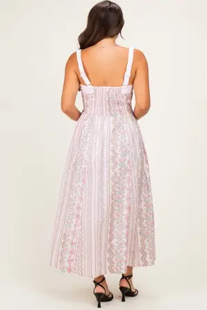 PINKBLUSH Floral Print Square Neck Maxi Dress