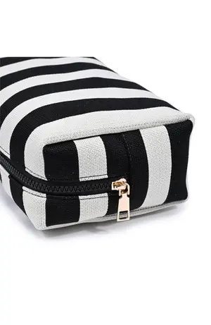 URBAN ESSENTIALS Essential Stripe Cosmetic & Travel Organizer Pouch - Black Ivory