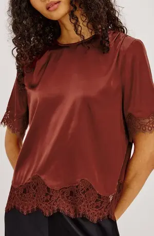 Rails Sonora Lace Trim Satin Top