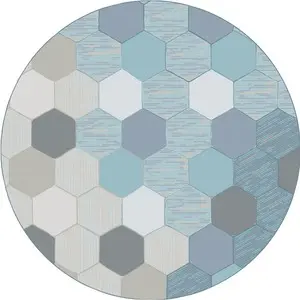 KAPLAN EARLY LEARNING COMPANY Sense Of Place Round Carpet5' Blue
