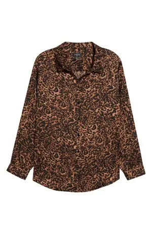 TAHARI ASL Leopard Print Long Sleeve Shirt