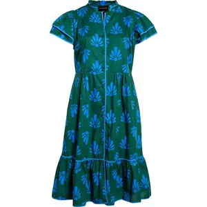 SUGARLIPS Davie Cotton Midi Shirtdress With Floral Print And Ruffled Hem