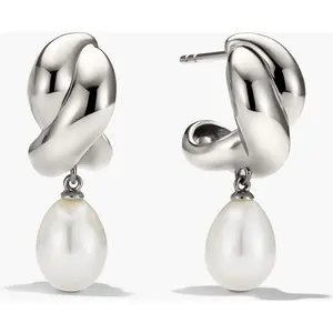 Mejuri Dôme Brioche Pearl Drop Earring - Sterling Silver