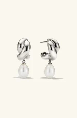 Mejuri Dôme Brioche Pearl Drop Earring - Sterling Silver