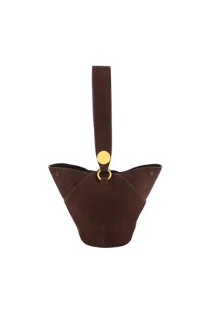 ESTHERA Estera 9pm Maxi Bag In Suede Nubuck - Coffee Brown