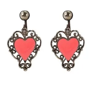 MADISON BEVERLY HILLS Vintage 1970s Pink Heart Earrings - Gold