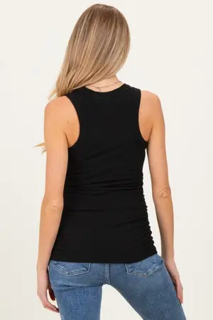 PINKBLUSH Ribbed Sleeveless Ruched Tank Top