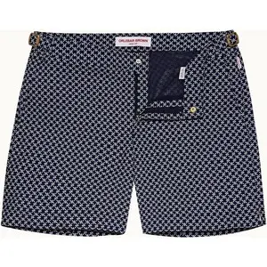 Orlebar Brown Bulldog Jacquard Mid-length Swim Shorts - Night Iris/cloud