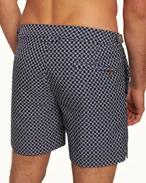 Orlebar Brown Bulldog Jacquard Mid-length Swim Shorts - Night Iris/cloud