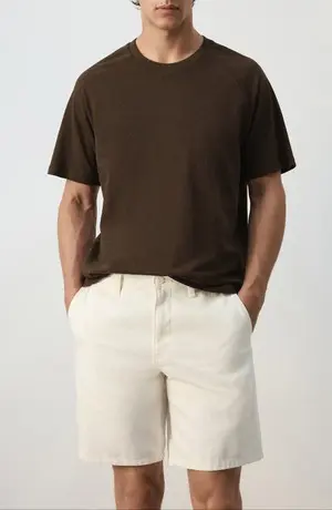 Mango Relaxed Fit Cotton & Linen T-shirt - Chocolate