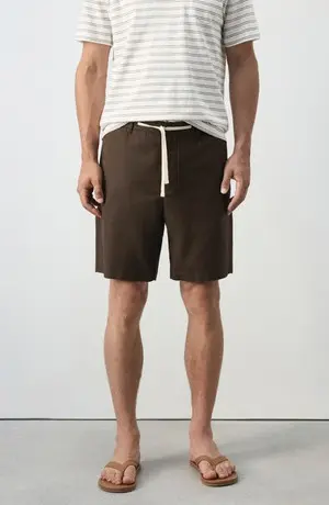 Mango Cotton & Linen Bermuda Shorts - Brown