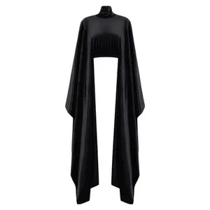 UCHÈ Velvet Agbada Sleeves Crop Top
