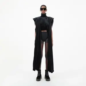 UCHÈ Velvet Agbada Sleeves Crop Top