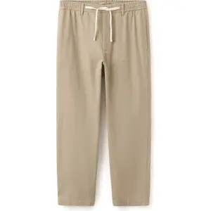 Mango Relaxed Fit Cotton & Linen Pants - Beige