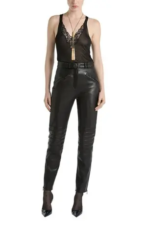 Balmain Lambskin Biker Trousers