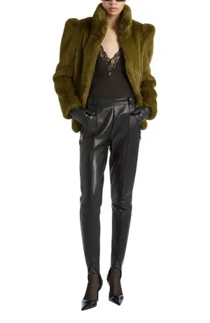 Balmain Lambskin Trousers With Stirrup - Black