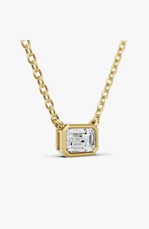SEREIA OFFICIAL 14k Gold 0.75 Ct Lab-grown Emerald Cut Bezel Pendant - Yellow Gold