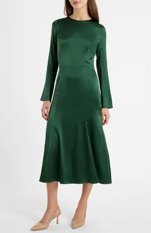 Santorelli Melara Midi Dress In Stretch Silk Crepe De Chine