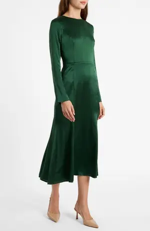 Santorelli Melara Midi Dress In Stretch Silk Crepe De Chine