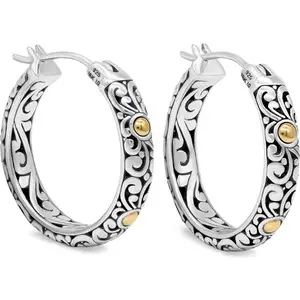DEVATA 25mm Filigree Hoop Earrings - Silver